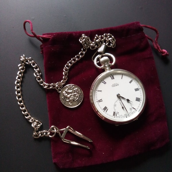 Gold Pocket Watch Chain Single Albert 24k Clad With Fob Coin Pendant ...