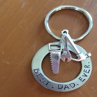 Father's Day Gift, Personalized Father's Keychain, Tool Key Ring, Dad ...