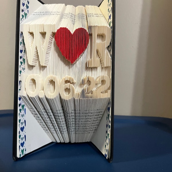 Custom Book Fold PATTERN- Initials & Date, Wedding and Date Book Fold ...