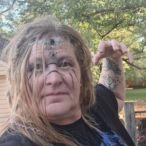 Dark Ruby Red Antiqued Silver Cross Crucifix Gothic Victorian Vampire ...