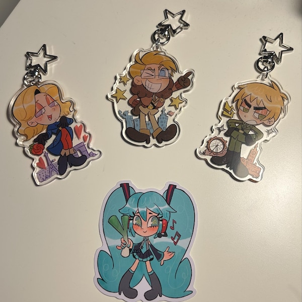 Hetalia 3" Keychains, America, England, France - Acrylic Charm - Etsy
