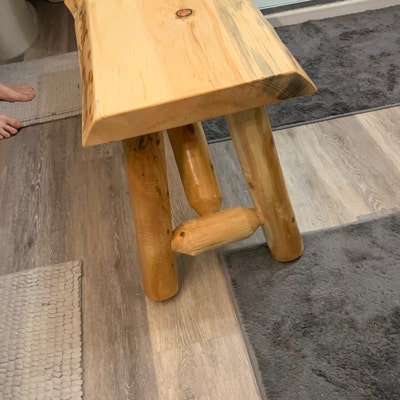 Rustic Live Edge Log TV Stand for Living Room With Media Center ...