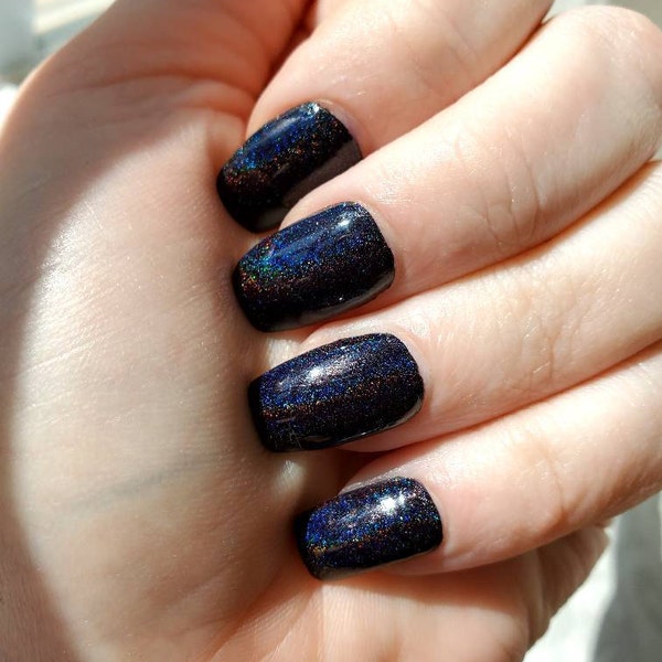 Black Magic - Deep Black Holographic Nail Polish - Etsy