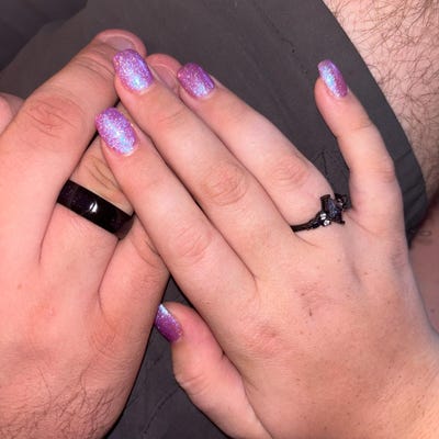 Galaxy Orion Nebula Ring for Women, Engagement Ring Set, Black Titanium ...