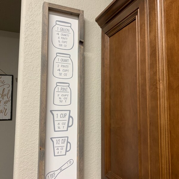 Vertical Kitchen Conversion Sign - Framed Farmhouse Sign - Kitchen ...