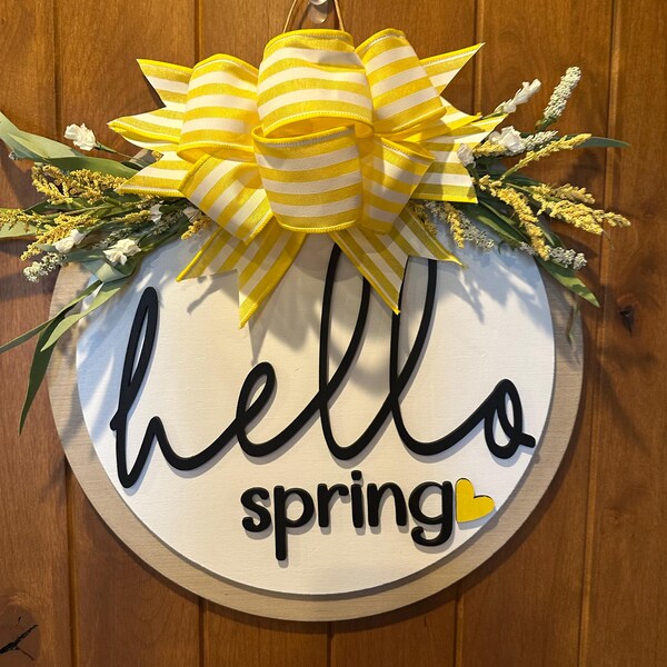 Hello Spring Door Hanger | Front Door Decor | Spring Door Sign | Spring ...