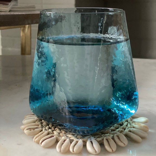 Set of Natural Seagrass Placemats With Cowrie Shell, Dinnerware Set ...