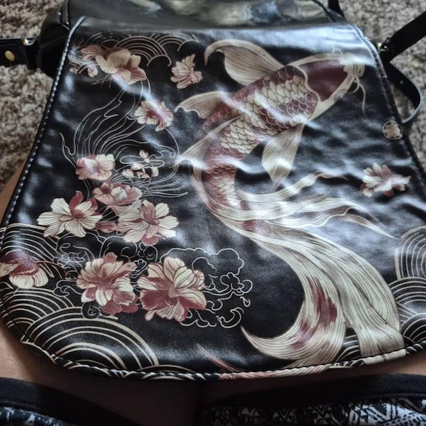Japanese Koi Fish Saddle Bag Vintage Asian Art Nouveau Shoulder Bag ...