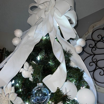 Rustic Christmas Tree Topper Bow, Large Christmas Bow Tree Topper ...