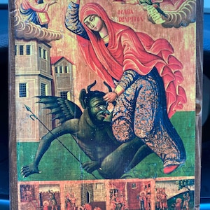 Handmade Mounted Icon the Ladder of Divine Ascent. St. John Climacus ...
