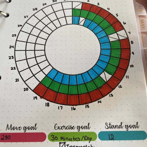 Activity Rings Tracker | Apple Watch Rings | Jessica's Journal Spread ...