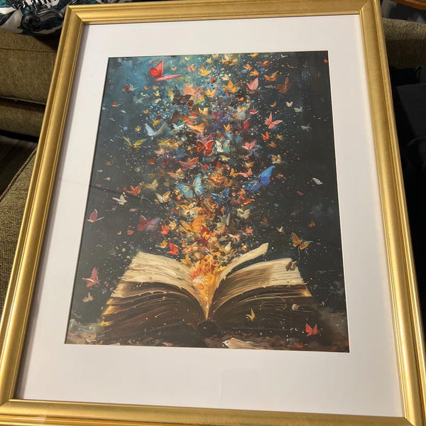 Book Art Poster Reading Painting Print Book Lover Gift Wallart ...