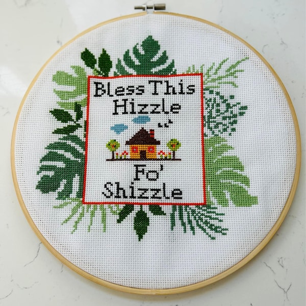 Framed Cross Stitch. Bless This Hizzle for Sizzle - Etsy