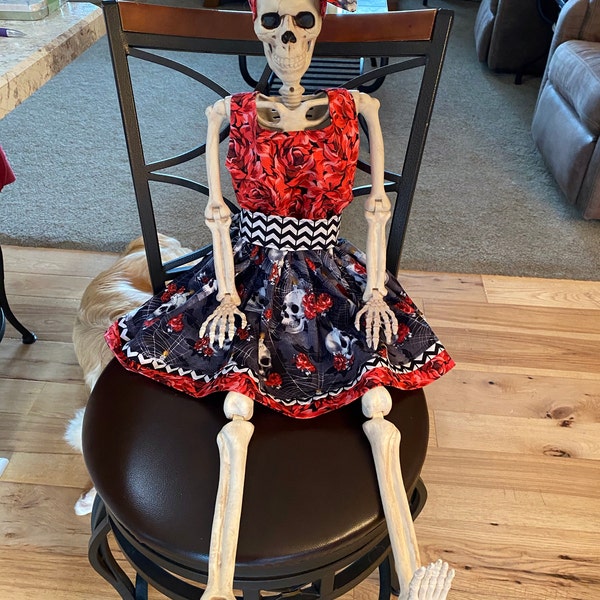 Girl Skull Dress, Day of the Dead, Halloween, Skeleton, Rose, Sugar ...