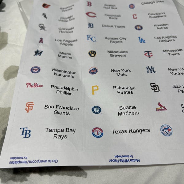 Logo Team Labels for Tall Sports Card Dividers. LABELS ONLY. Mlb,nba ...