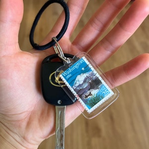 France Keychain Recycled Postage Stamp Art - Etsy