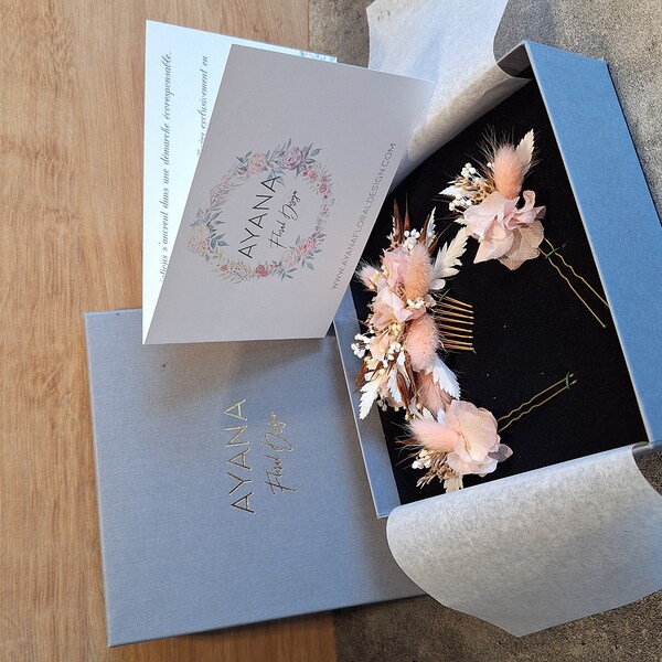 Hair Combs ELEANOR Dried and Preserved Flower Pastel Pink and ...