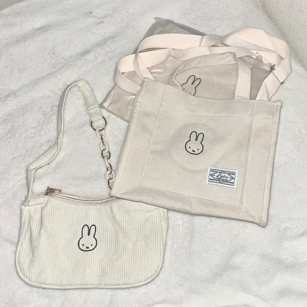 Bunny Embroidered Shoulder and Baguette Bag - Etsy