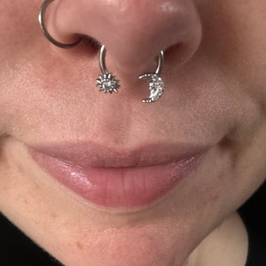 16G Sun & Star Septum Ring/daith Jewelry/cartilage Earring/helix Hoop ...