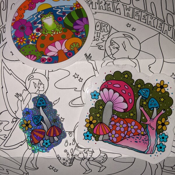 Happy Frog Sticker..60s Aesthetic Frog Sticker..colorful Frog Vinyl ...