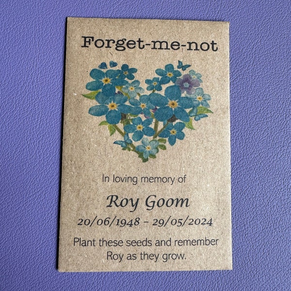 10 Personalized Forget-me-not Seeds Funeral Memorial Memory Remembrance ...