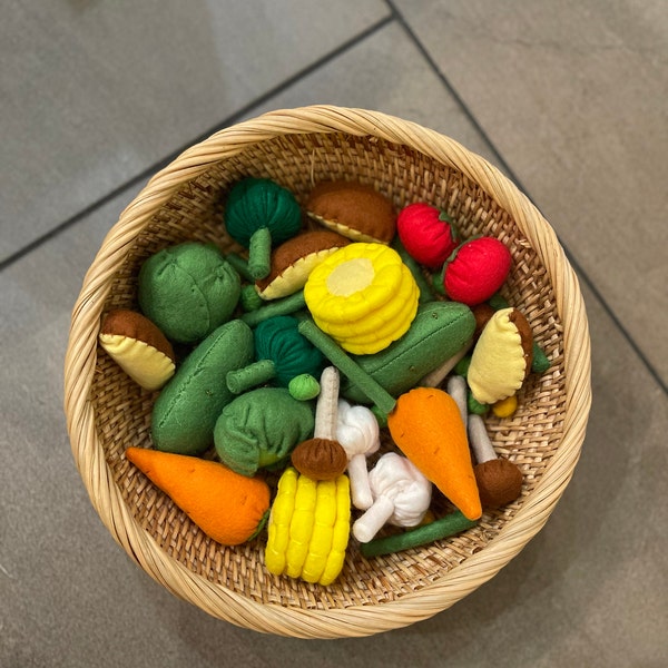 Vegetables Set Play Food (felt Food, Pretend Play Kids Kitchen, Plush ...