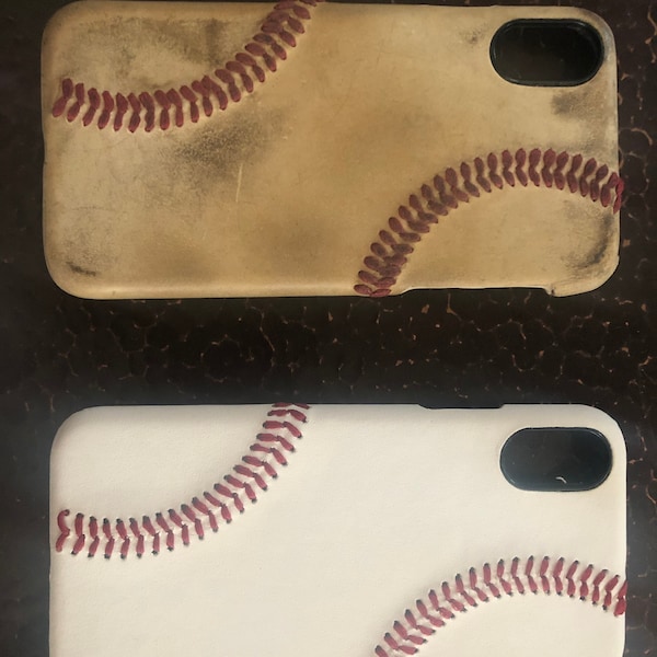Leather Baseball iPhone Case / Raised Red Hand Stitching / Gift for ...