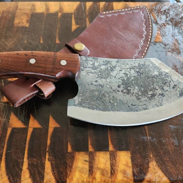 Hand-forged Damascus Steel Cleaver Knife: Butcher, BBQ, Grilling - Etsy