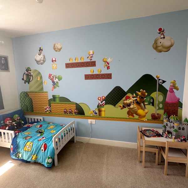 Super Mario Wall Decal Luigi Wall Art for Bedroom Wall Mural Games Room ...