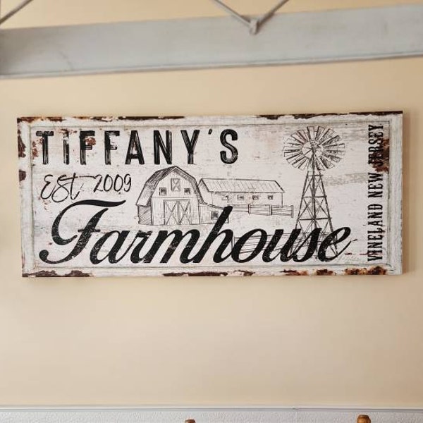 Personalized Farmhouse Sign, Family Farmhouse Sign, Vintage Farmhouse ...
