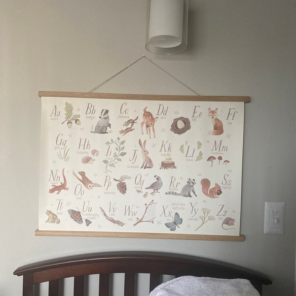 Horizontal Woodland Alphabet Poster, Landscape Woodland Alphabet Print ...