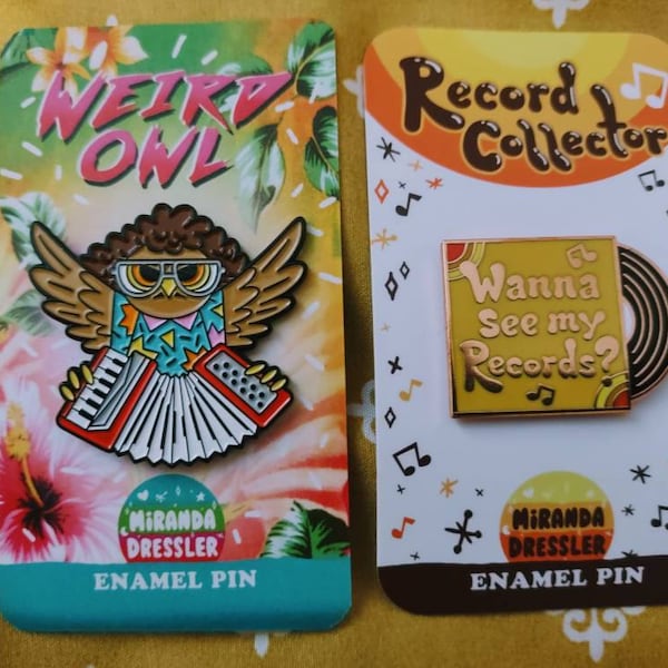 Record Collector Retro Enamel Pin - Etsy