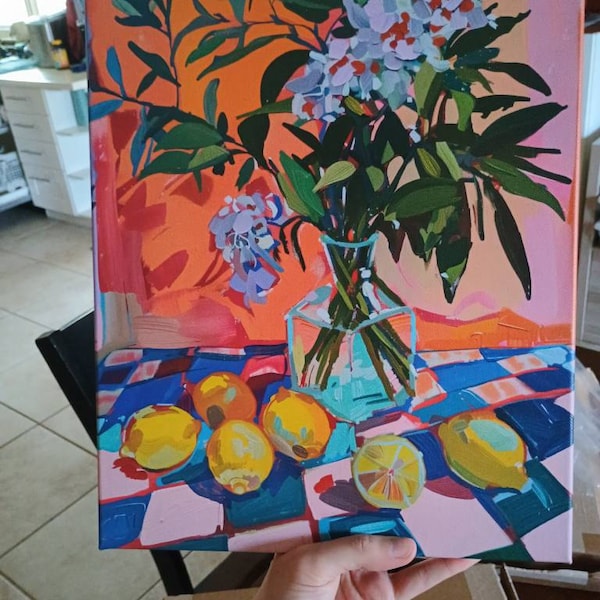 Maximalist Lemons Print - Kitschy Kitchen Decor - Floral Lemon Print ...