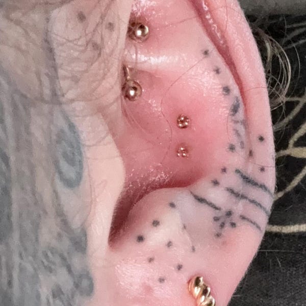 14K Solid Gold Bezel Opal Threadless Push Pin Labret Stud/cartilage ...