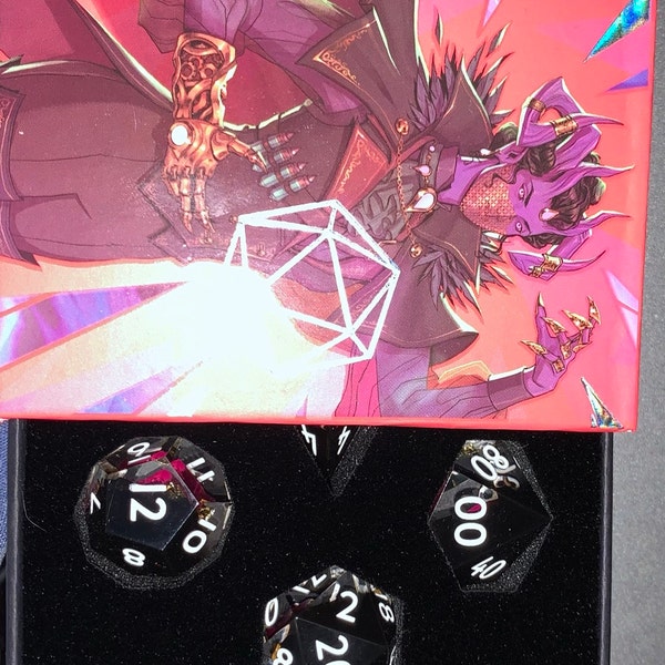 Beloved - Floral Handmade Resin Sharp Edge Dnd Dice Set With Real ...