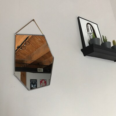 Geo Rock Shape Mirrors 4 Shapes Mirror Hanging, Modern Stained Glass ...