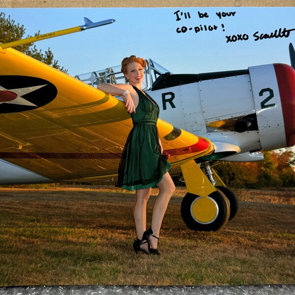 T-6 Texan Aircraft Pin up Poster - WWII Trainer Aircraft With Army Girl ...