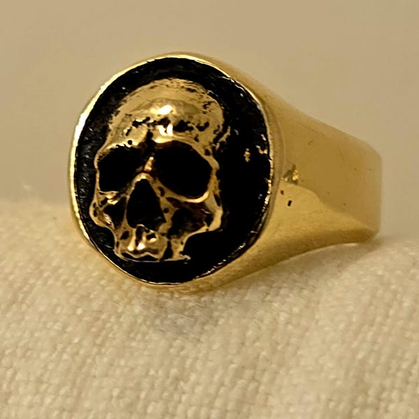 UNDEAD PRIEST Ring (handmade Gothic Ring • 925 Silver & Gold Skull Ring ...