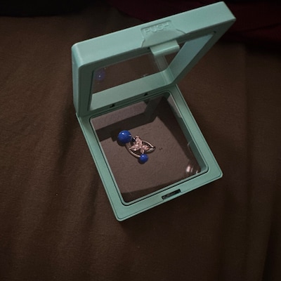 14G F136 Titanium Blue CZ Fat Floating Belly Ring Internally Threading ...