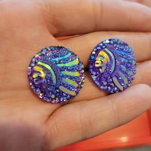 Assorted Set of 4 Pair of Cabochons/acrylic Centers/native - Etsy