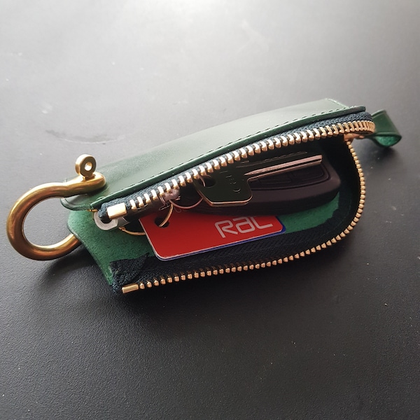Leather Car Keychain,leather Zipper Car Key Case,key Bag,leather Key ...