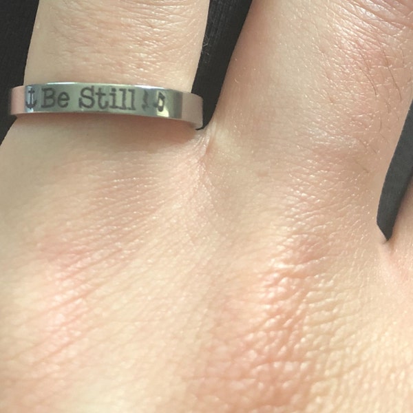 Engraved Stacking Ring, Custom Silver Stainless Steel Stackable Ring, A ...