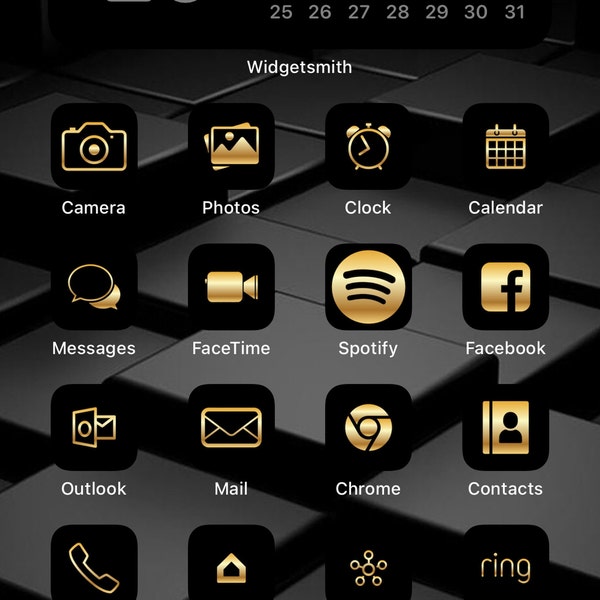 5000+ Gold iPhone Ios 18 App Icons Pack | Gold Icon Aesthetic Black ...
