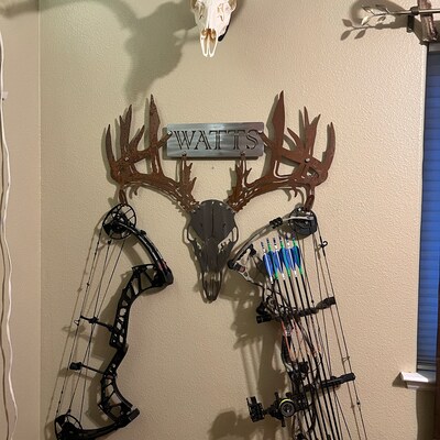 Metal Deer Skull Bow Rack With Custom Name Plate or Logo - Etsy