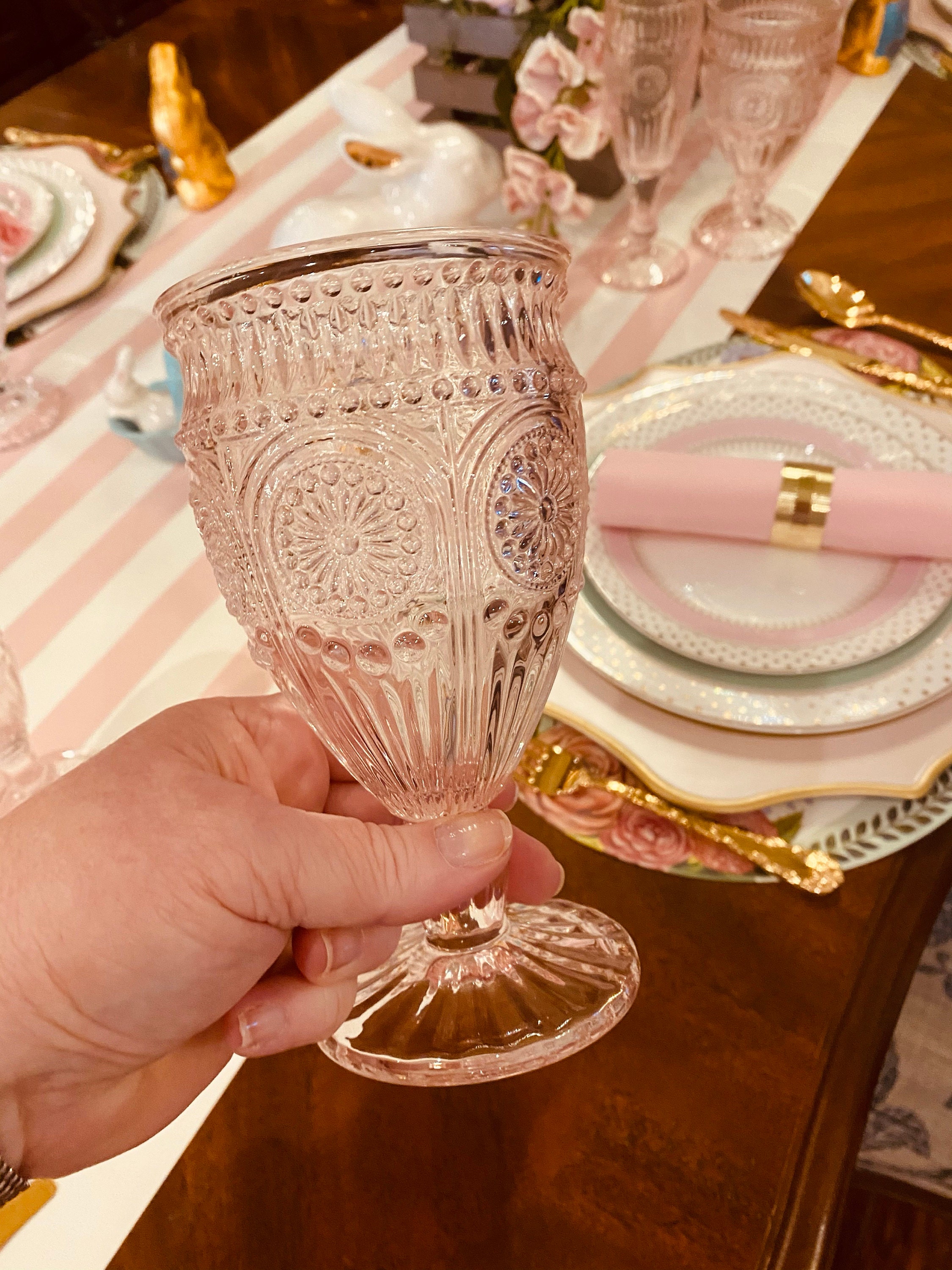Vintage Style Pink Glass Champgane Glass Party Glasses Pink | Etsy