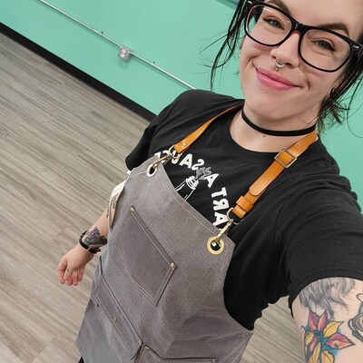 Personalized Utility Bib Neck Leather Straps Restaurant Barista Cafe ...