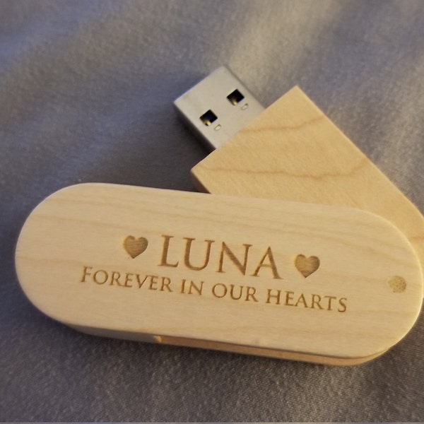 Wooden USB Stick. Wood USB Flash Drive Engraved With Logo or Text ...