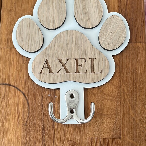 Personalised Dog Lead Holder/hook, Dog Lovers Gift, Dog Paw Print Hook ...