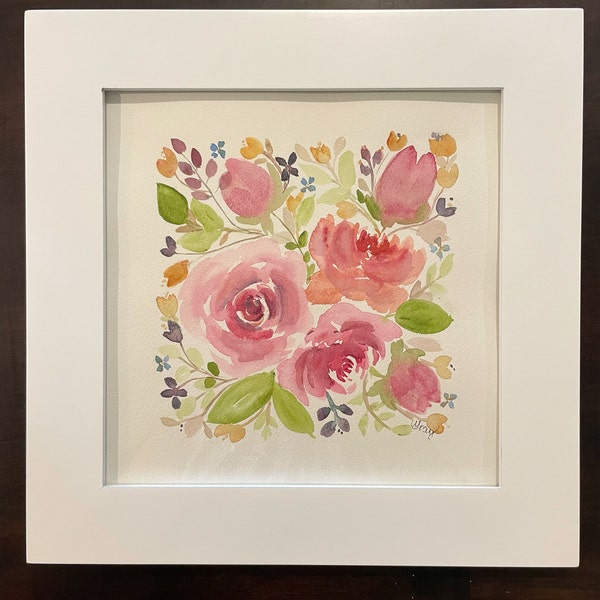 Watercolor Loose Floral Chicken Print, Hand Painted Chicken, Floral ...