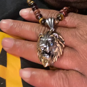 Lion Men's Necklace Protection Bead Necklace Healing Necklace Lion Head ...